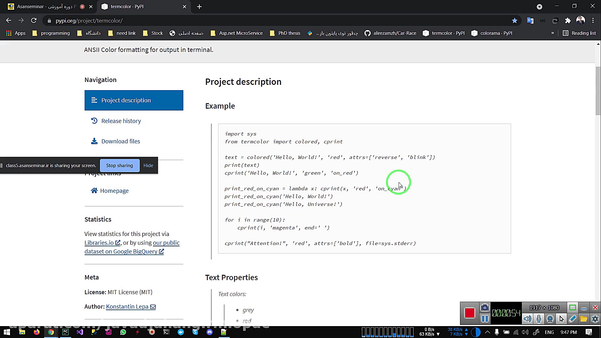 13- آموزش ماژول termcolor - آموزش کتابخانه termcolor -چاپ رنگی در پایتون