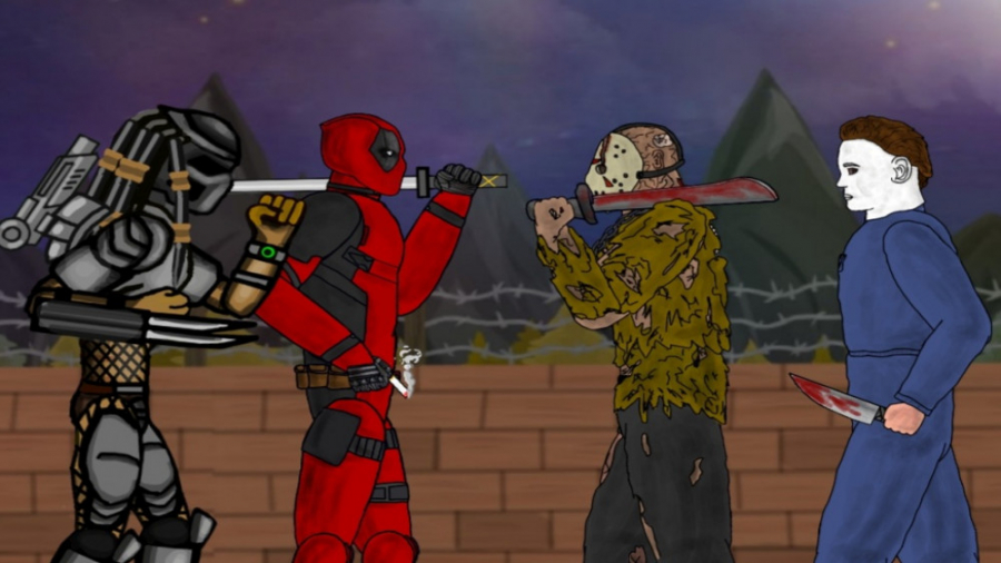 Deadpool vs predator vs Jason Voorhees, Michael Myers (animation)