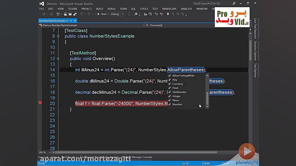 2. پارس کردن نوع های داده ای عددی با استفاده از NumberStyles