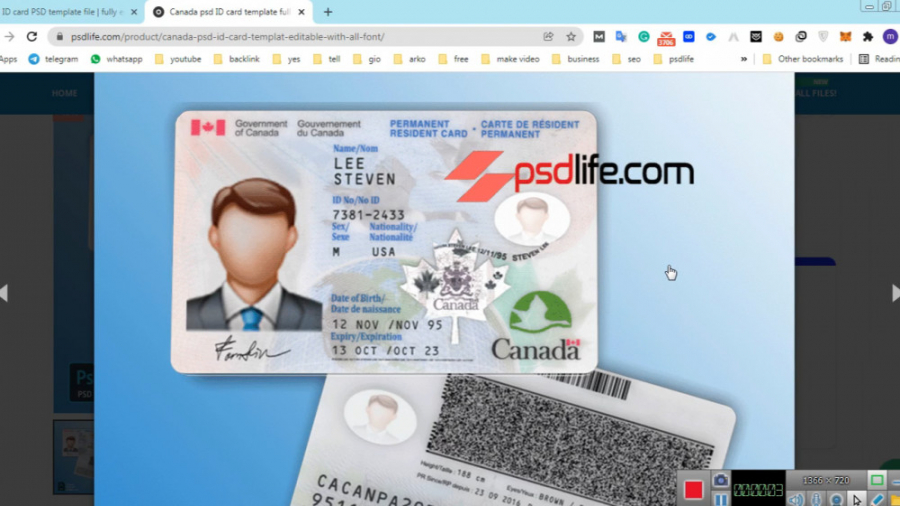 Canada Psd file ID CARD Template editable with all font