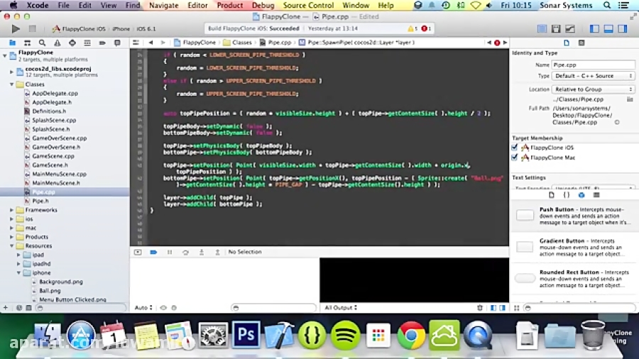 Cocos2d-x Flappy Bird C Tutorial 8 - Moving The Pipes