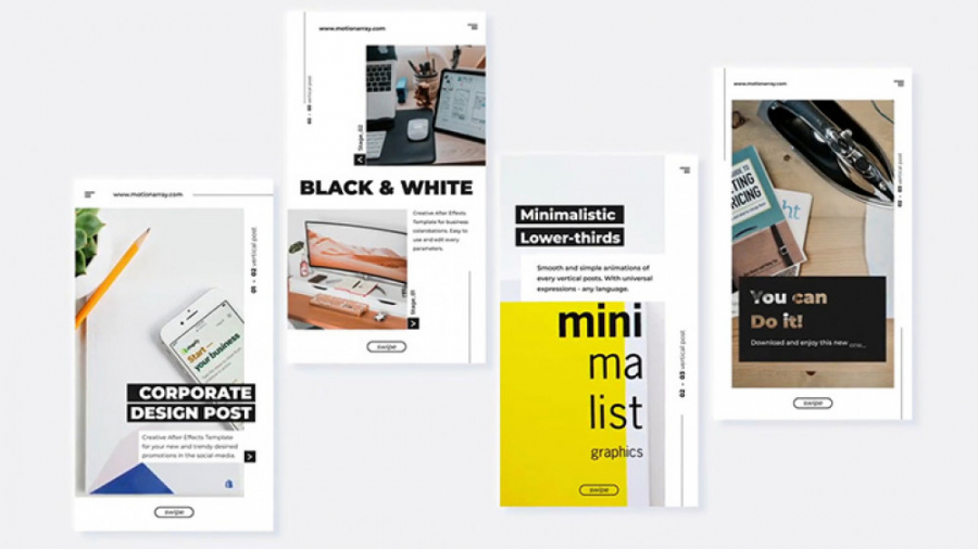 پروژه آماده افتر افکت - استوری اینستاگرام Vertical Corporate Typo Post