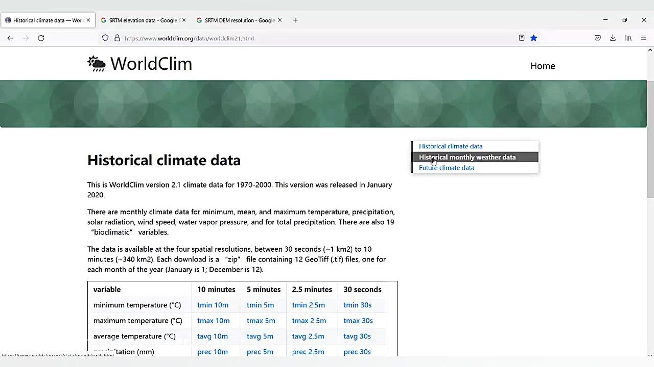 آموزش آشنایی با سایت WorldClim به منظور اخذ داده های اقلیمی و زیست اقلیمی
