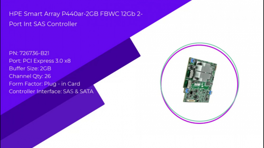 کارت کنترلر HPE Smart Array P440ar/2GB FBWC 12Gb 2-port Int SAS Controller