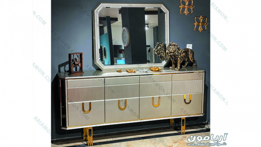 آینه کنسول نقره ای مدرن | میز کنسول و آینه اسپرت و مدرن