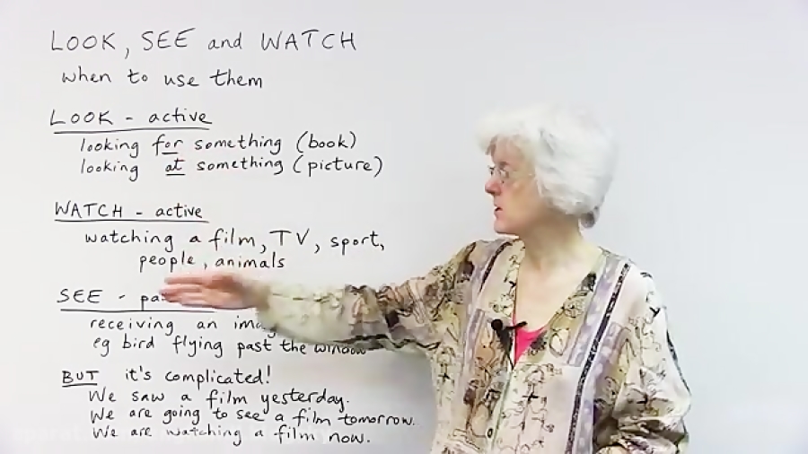 How and when to use LOOK, SEE, and WATCH