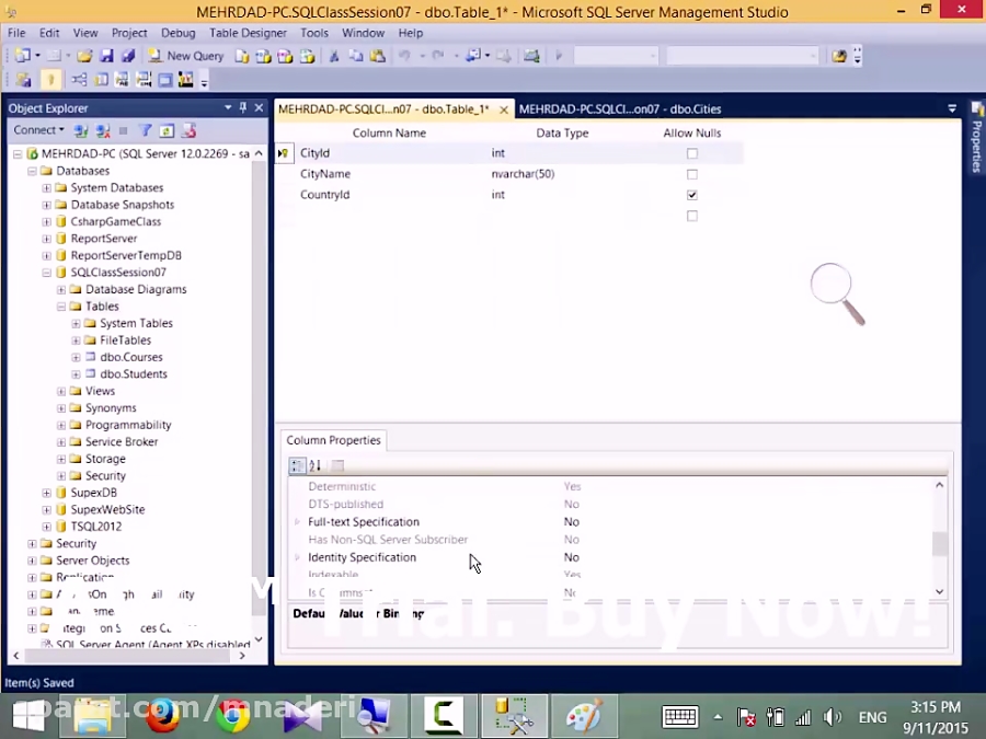 قسمت سوم از جلسه هفتم دوره SQL Server 2014