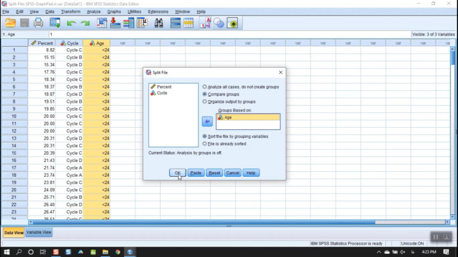 Split File خرد کردن فایل داده‌ها در SPSS
