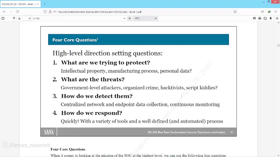 دوره امنیت سایبری سنز تیم آبی امنیت SANS SEC 450 Blue Team