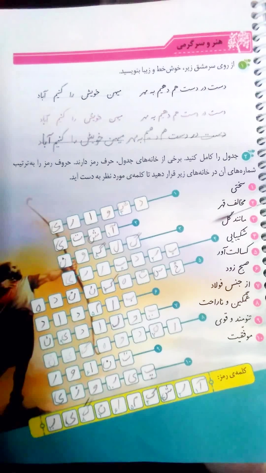 جواب صفحه ی ۴۱ کتاب نگارش چهارم دبستان