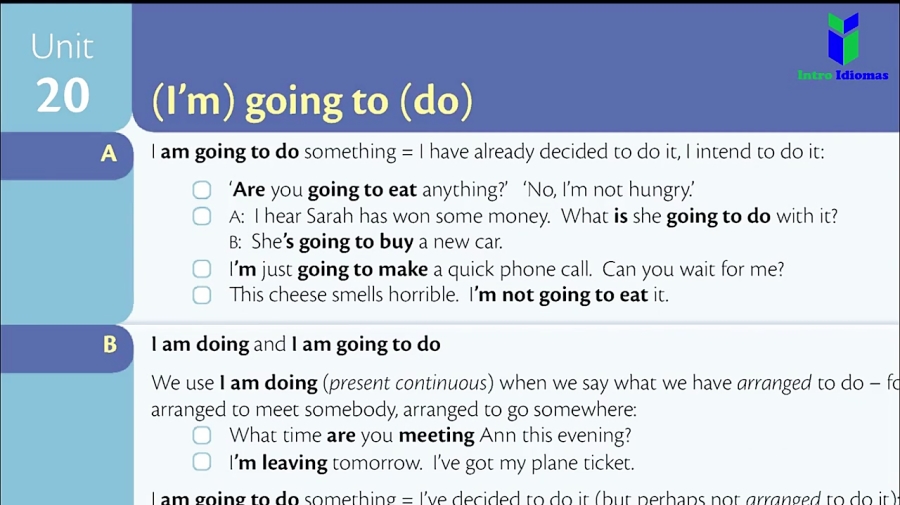 Grammar in Use - Intermediate - Unit 20 (I'm going to do)