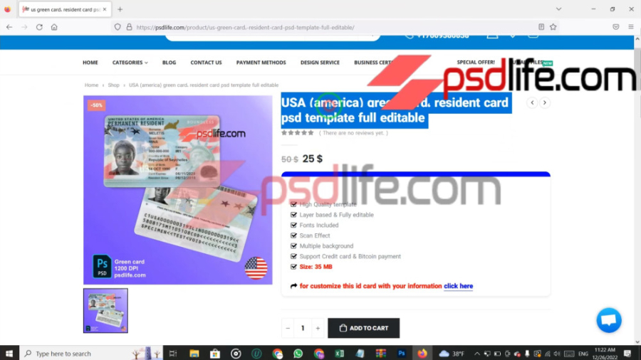 US green card psd template | green card template free | novelty id