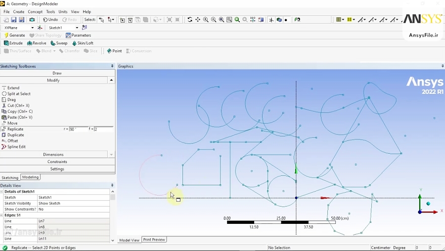 معرفی و آموزش ابزارهای محیط Sketching نرم افزار Design Modeler بخش اول