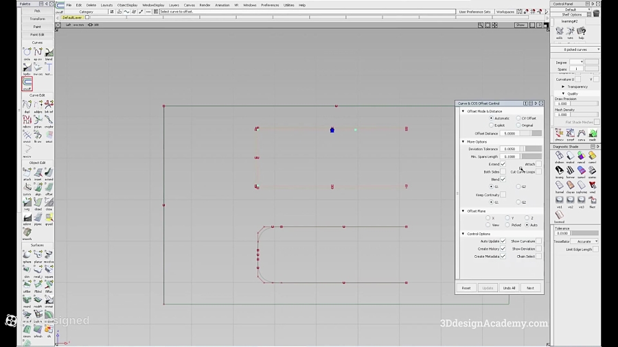 Tutorial Alias 47 curve offsets tool