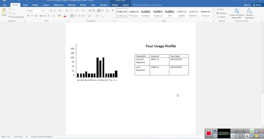 USA DTE ENERGY UTILITY BILL TEMPLATE IN WORD AND PDF FORMAT (2 PAGES)