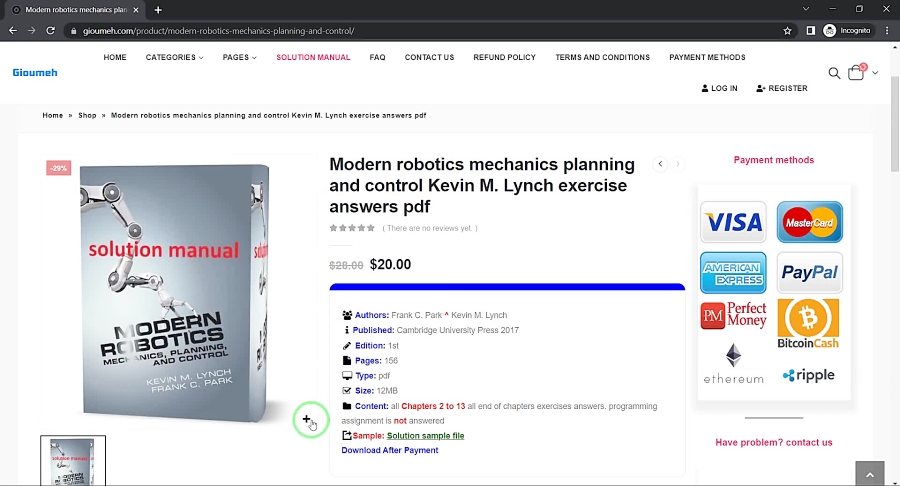 Modern robotics mechanics planning and control Kevin M. Lynch exercise