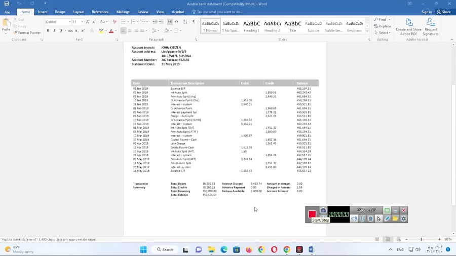 CAMEROON SCB BANK STATEMENT EXCEL AND PDF TEMPLATE, FULLY EDITABLE (AUTOSUM)