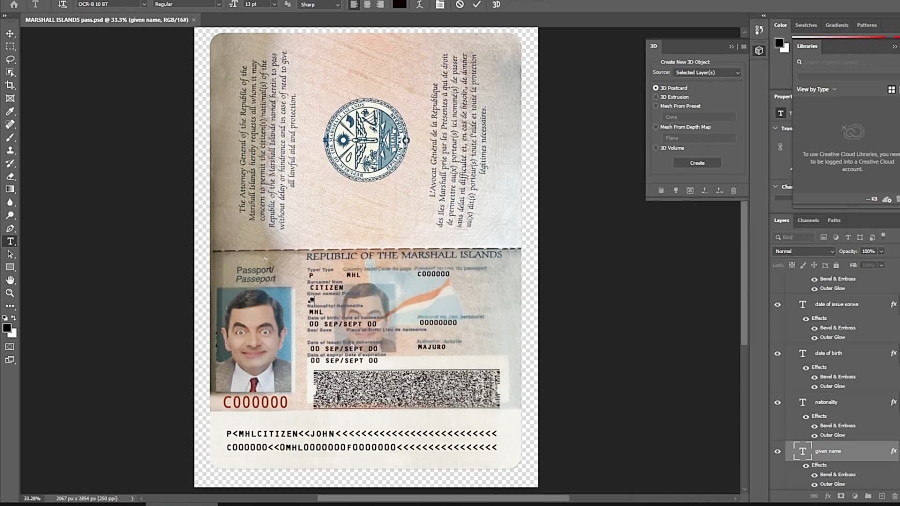 Marshall Islands passport template in PSD format, fully editable, with ...