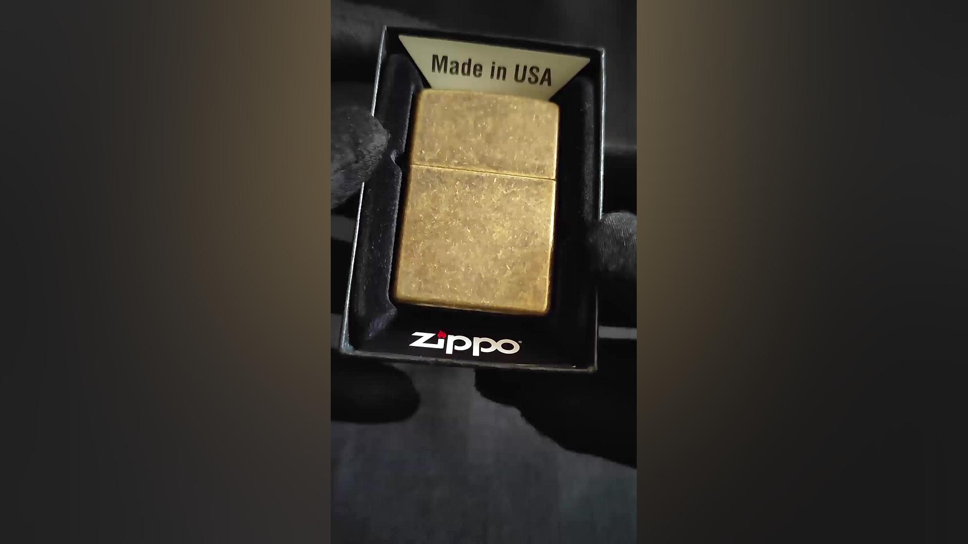 فندک زیپو اصل 201FB برنجی آنتیک