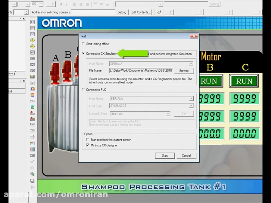 ارتباط PLC و HMI امرن و شبیه سازی با CX-Simulator