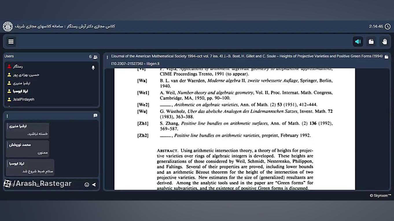 Arithmetic Geometry-(Session 10)-Course-Rastegar-Sharif-Spring 1401-001509