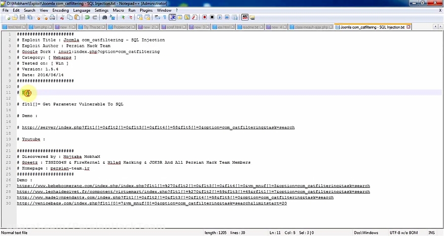 Joomla com_catfiltering - SQL Injection