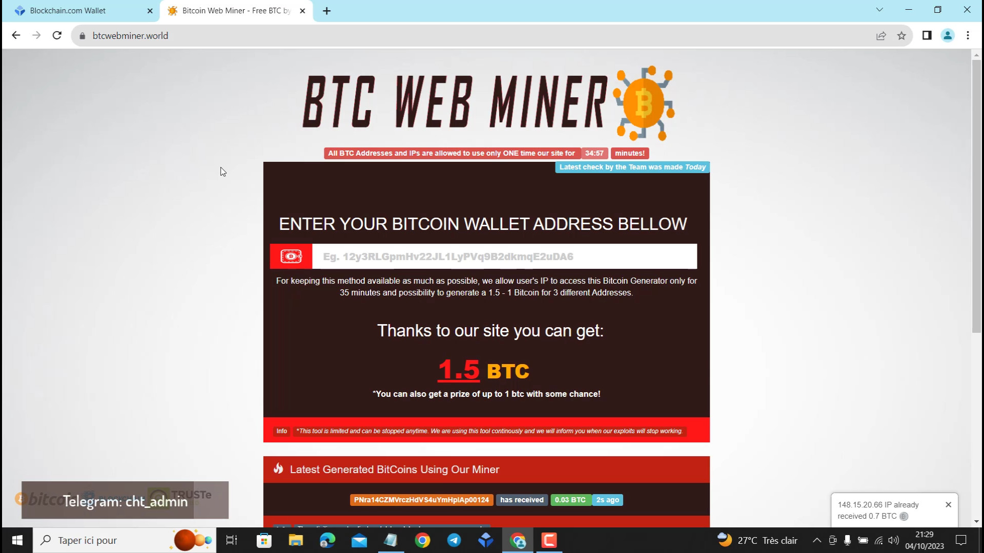 BTC WEB MINER - Get 1.5 BITCOIN USING OUR BEST WEB MINER - BITCOIN WEB MINING