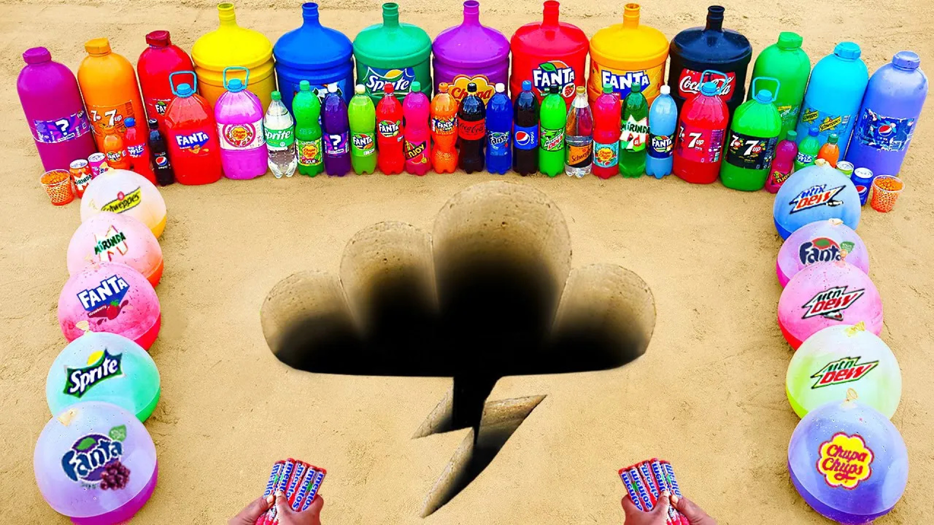 Big Toothpaste Eruption from Cloud pit, Balloons of Soda, Giant Coca ...