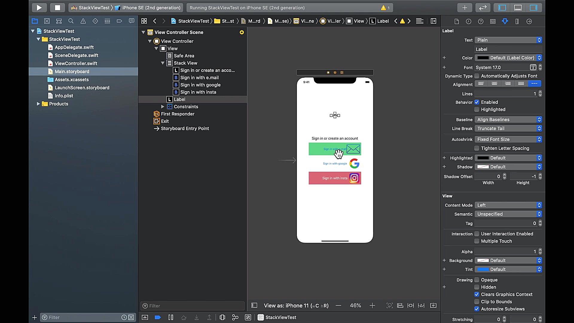 UIStackView in Xcode