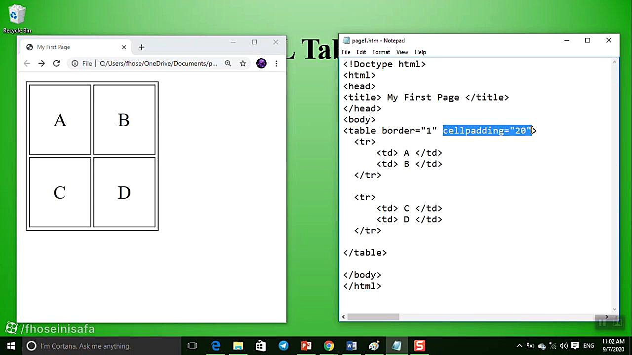 تگ table در html