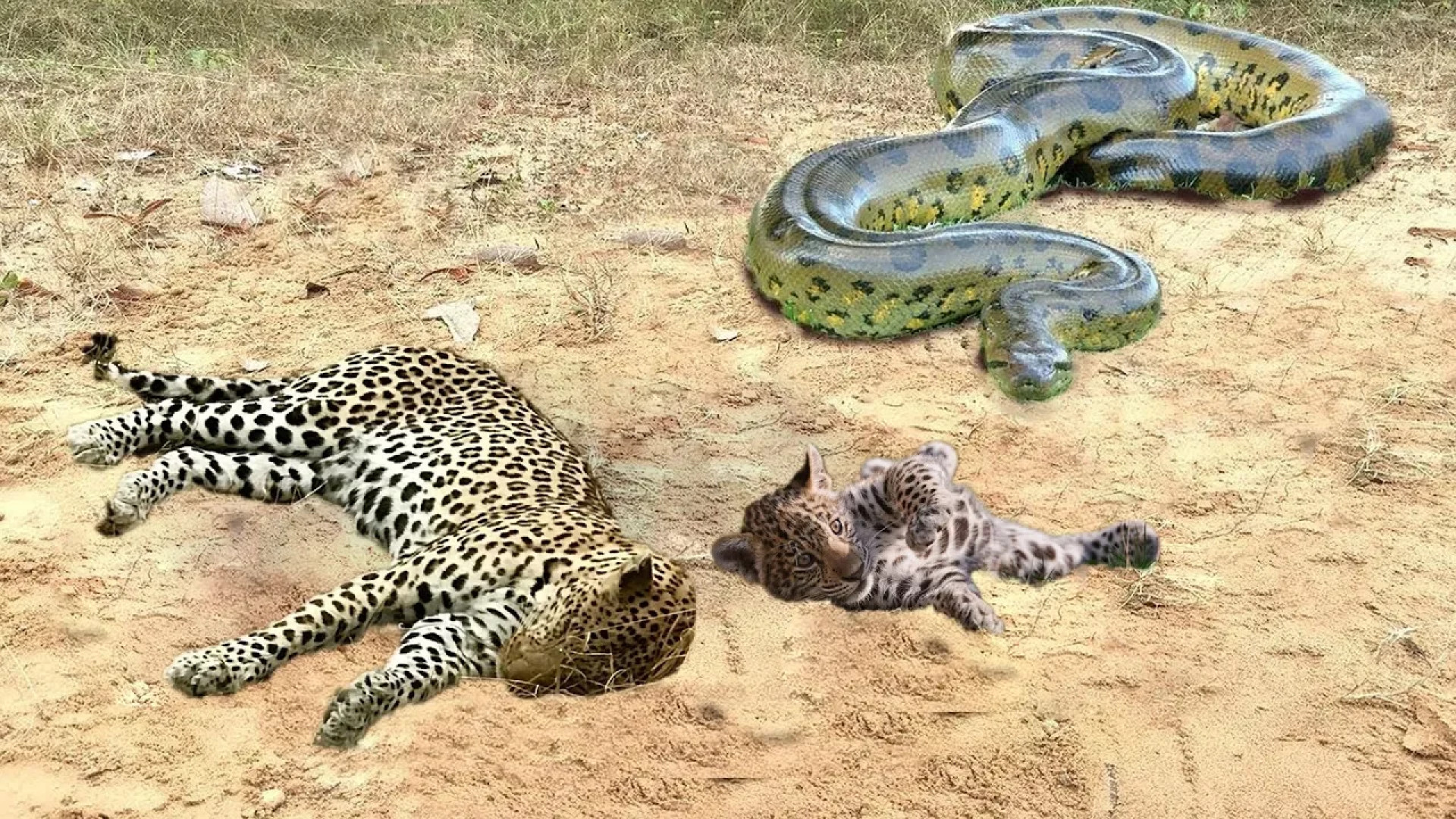 Mother Leopard Attack Giant Python To Protect Cub Leopard vs Snake Python | W