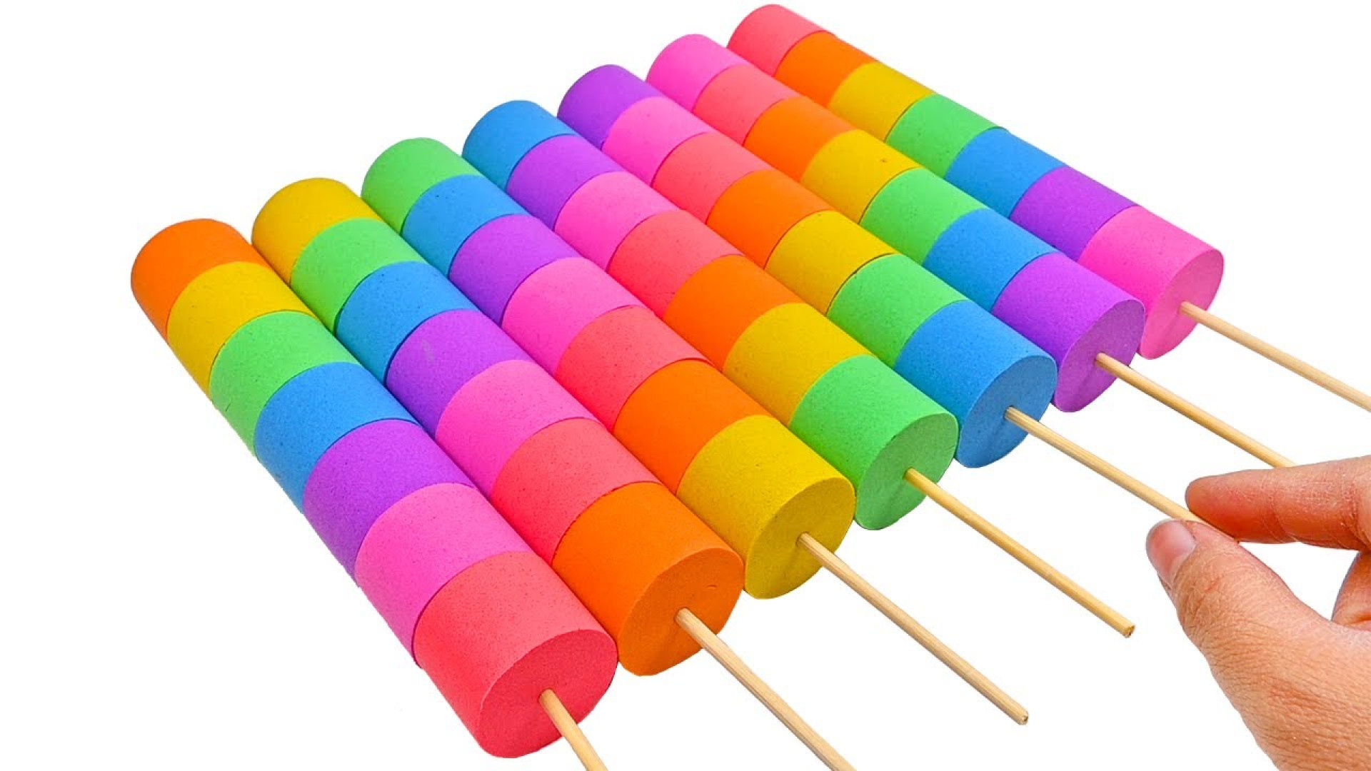 Satisfying Video | How To Make Rainbow Candy Skewers from Kinetic Sand ...
