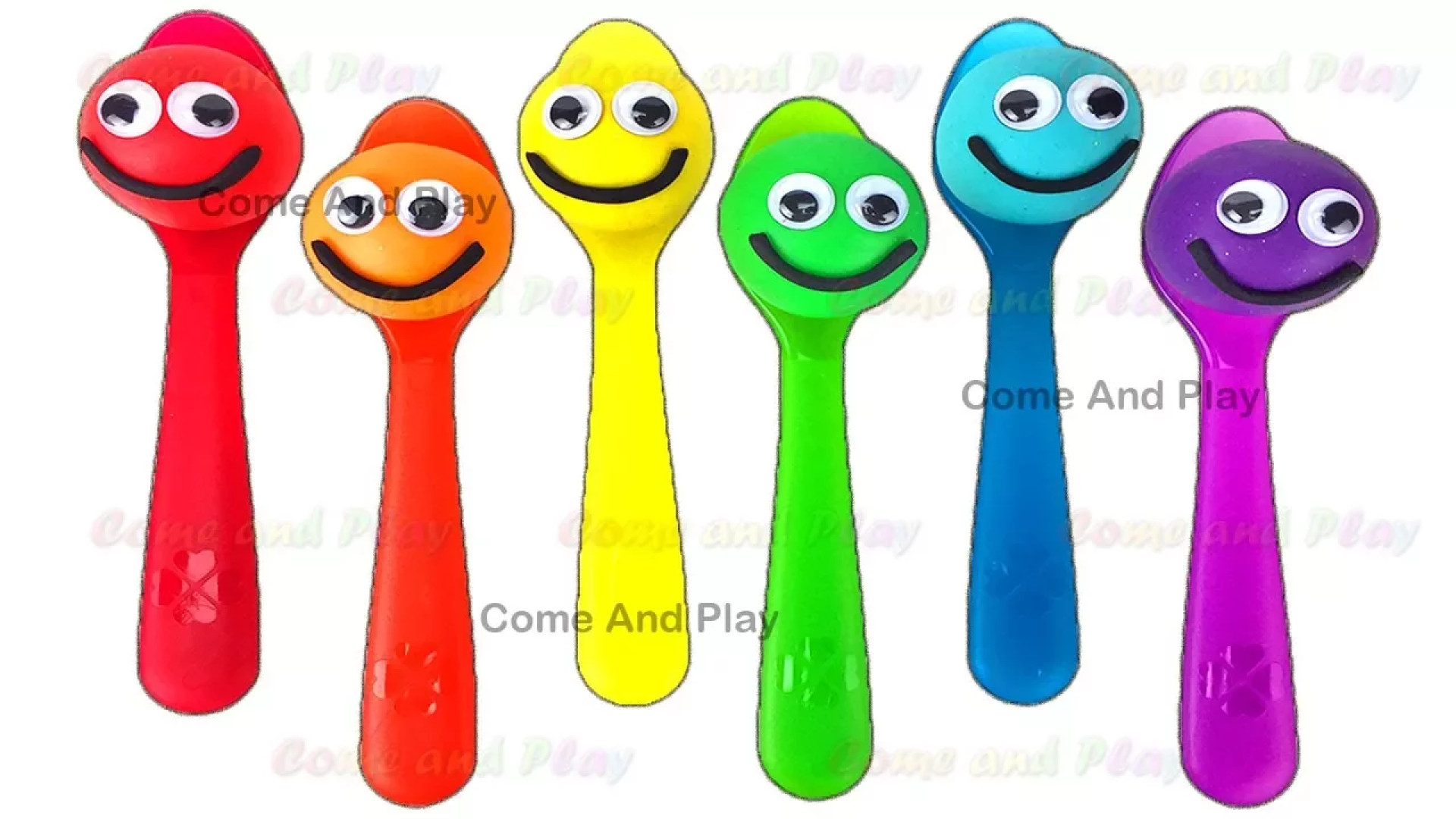 Learn Colors Smiley Face Play Doh Balls with Rainbow Spoons and ...