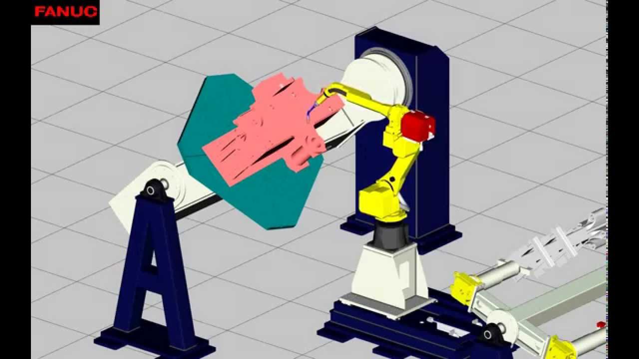 Robot Welding Cell with 2-axis positioner - Roboguide Simulation