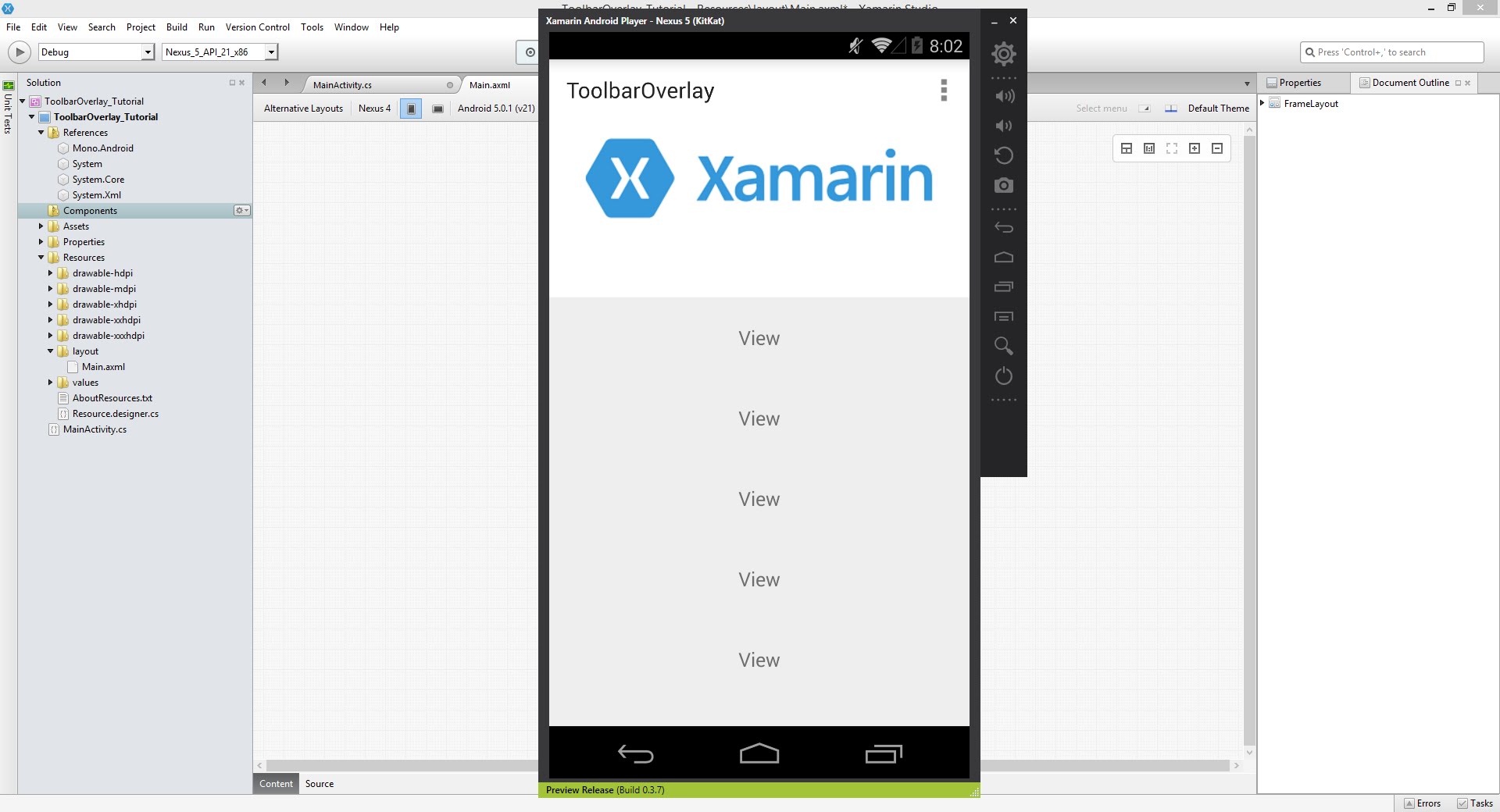 Xamarin Android Tutorial 54 Overlaying Toolbar
