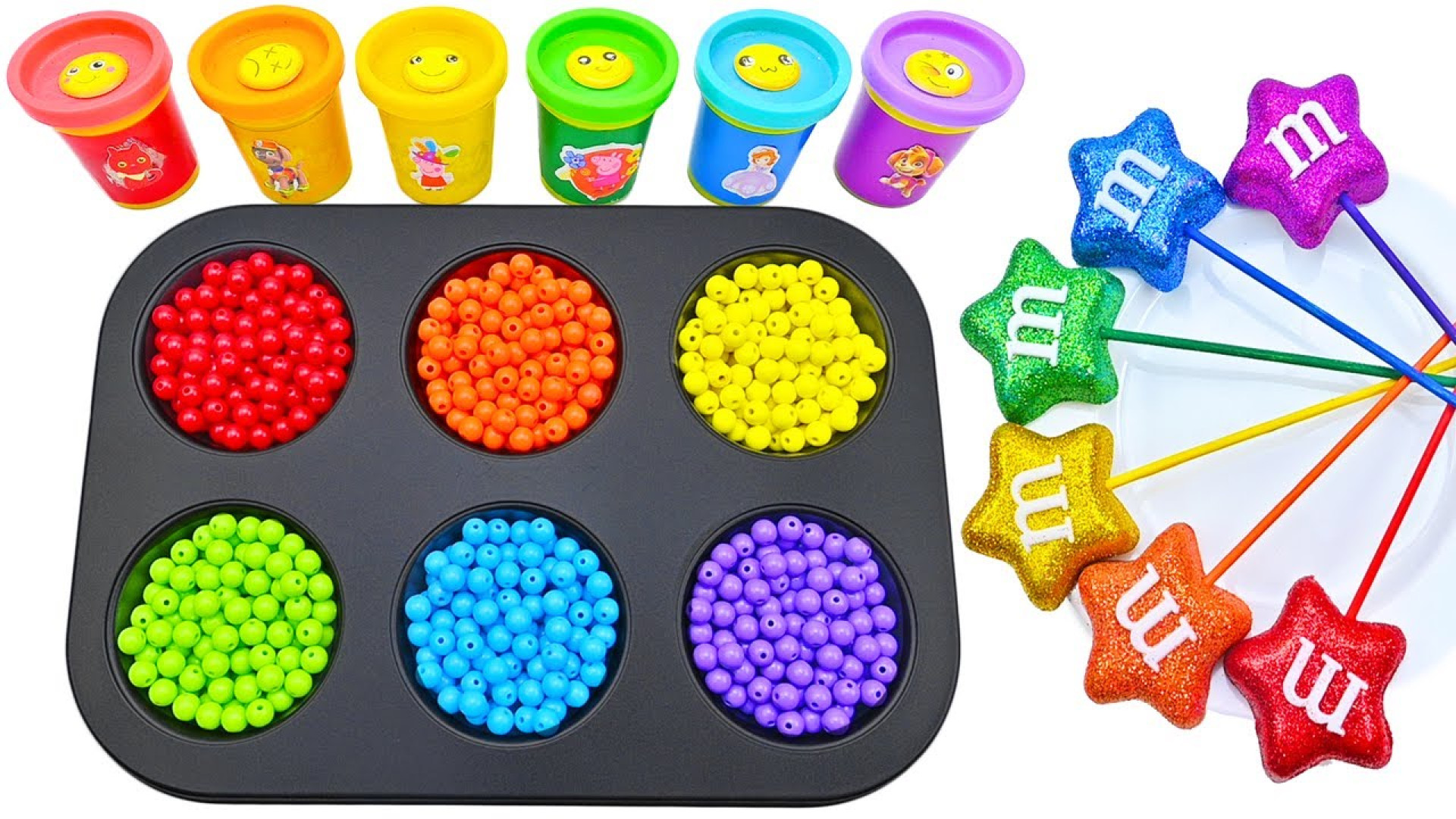 Color tray with beads | Create Learn with Play Doh star lollipop ...