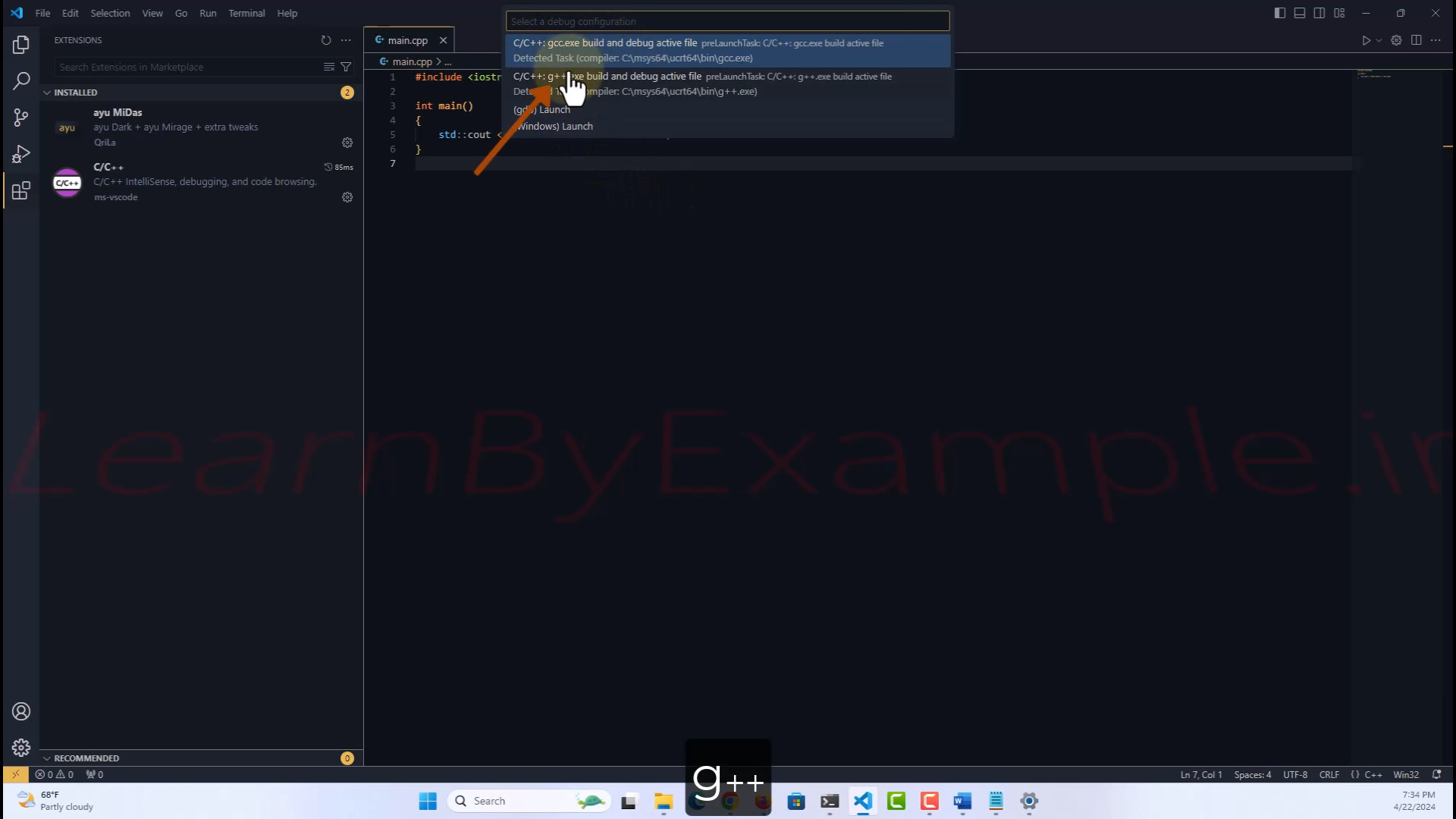 اجرای C (سی پلاس پلاس) در Visual studio code