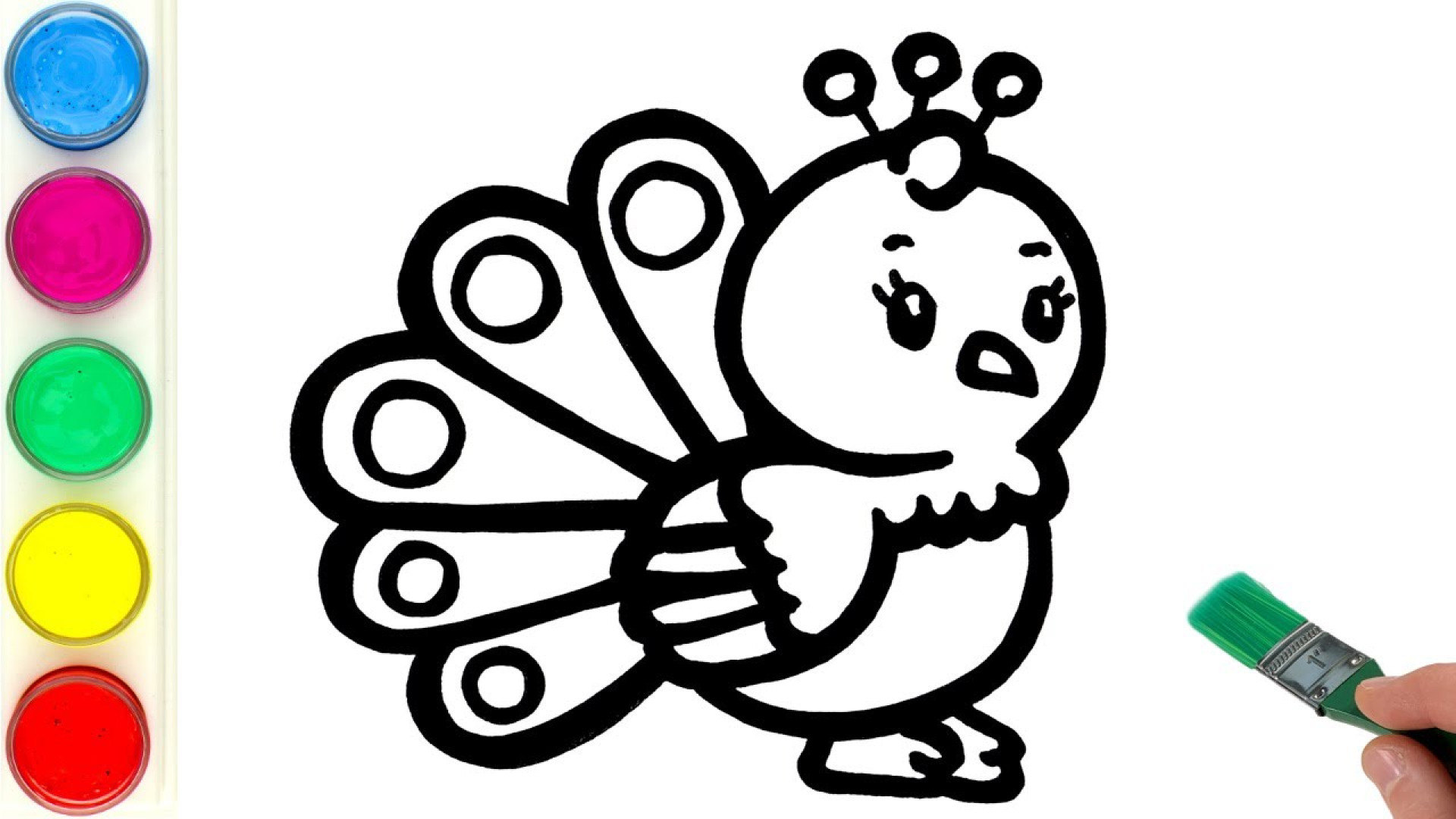 آموزش نقاشی و رنگ آمیزی به کودک - بچه طاووس