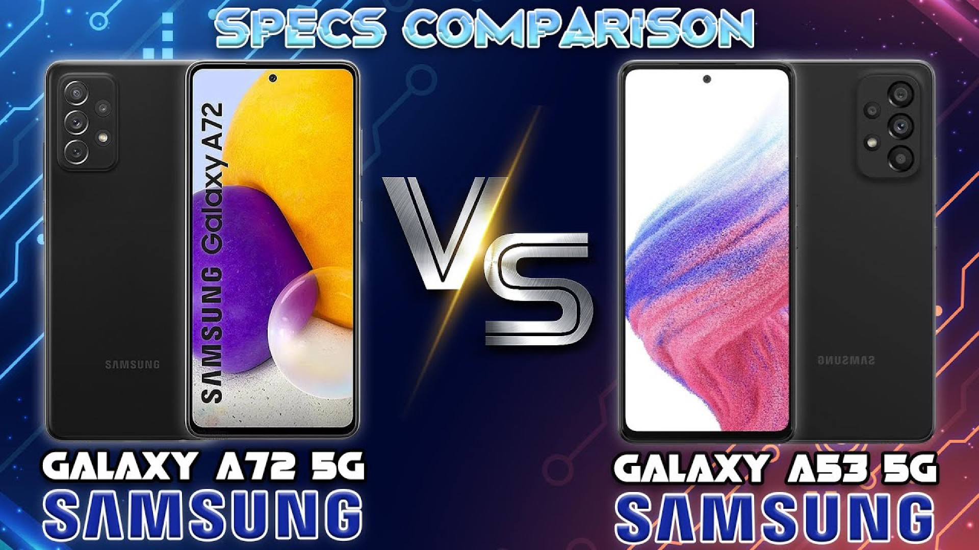 مقایسه گوشی های Samsung Galaxy A72 5G و Samsung Galaxy A53 5G