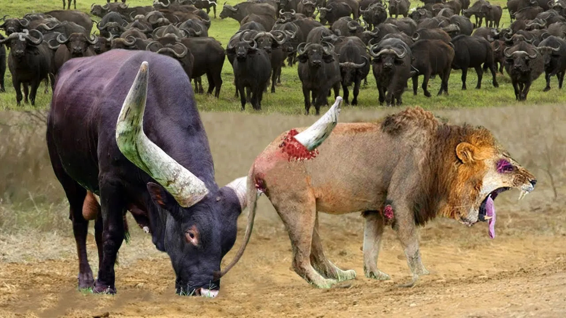 When Predators Become Prey: Buffalo Herd Strikes Back in Epic Confrontation