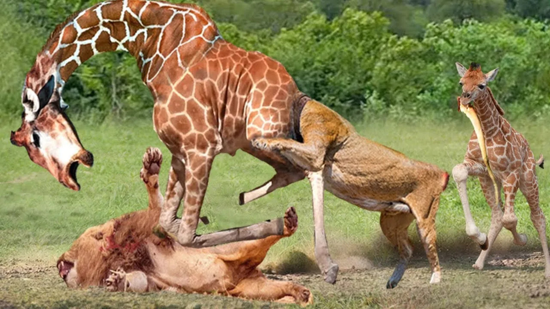 INCREDIBLE! Fearless Mother Giraffes EPIC Showdown with Hungry Lions to Save B
