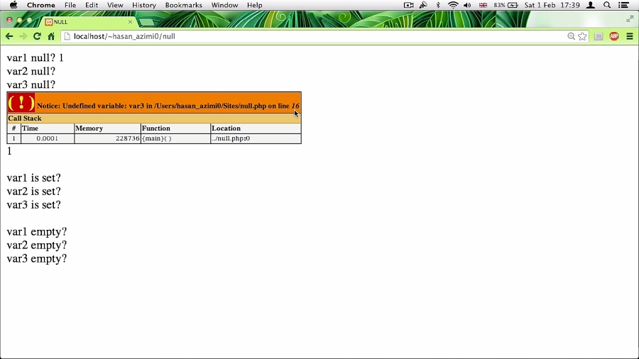 ۲۳- عملکرد NULL در پی اچ پی PHP
