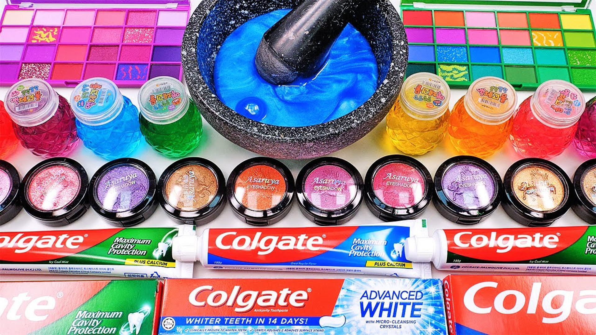 Satisfying Video How To Make Toothpaste Slime Mixing Eyeshadow Glitter ...