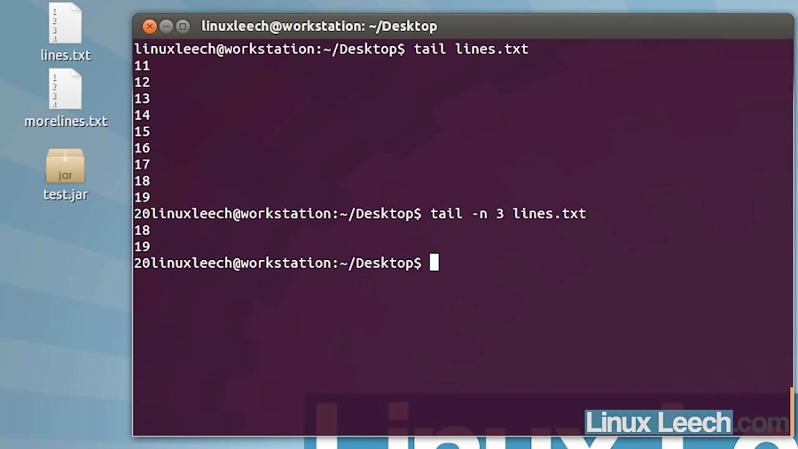 Tail utility. Commands for linux
