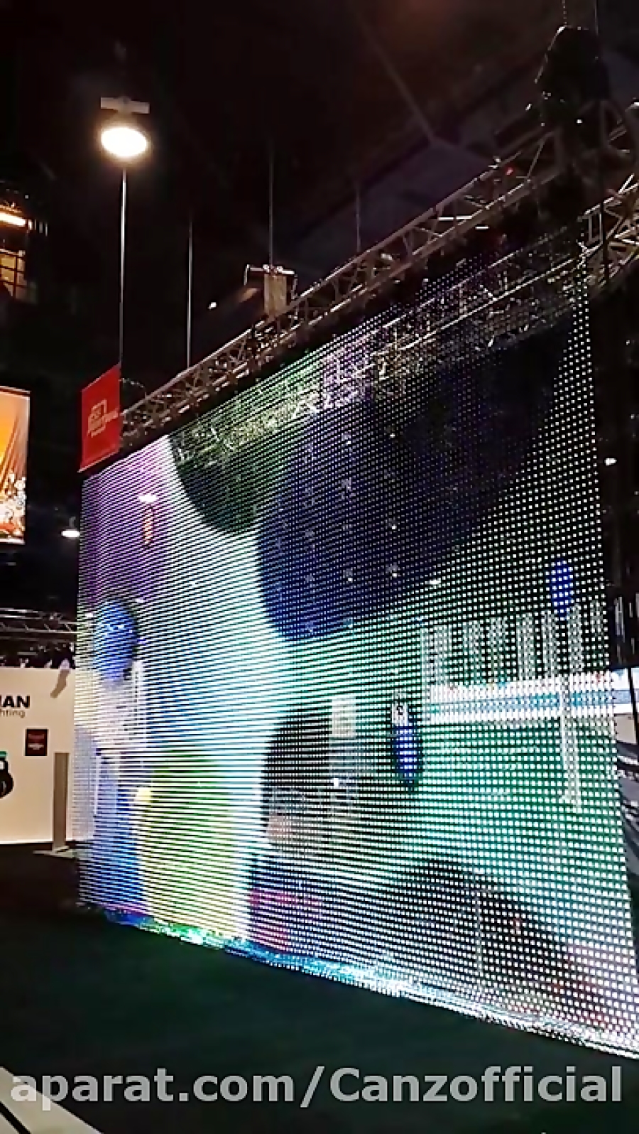 P55 Flexible soft full color led mesh curtain led screen showed at LDI ...