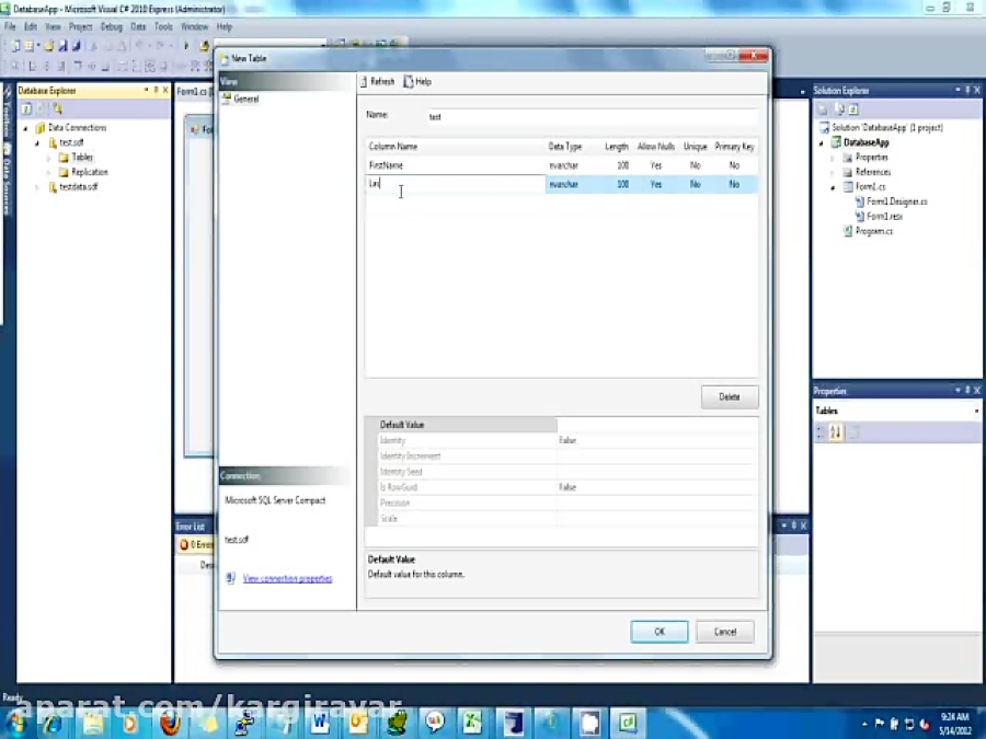 how to create database application in csharp (C#) without coding