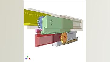 Gear rack drive for increasing stroke 2