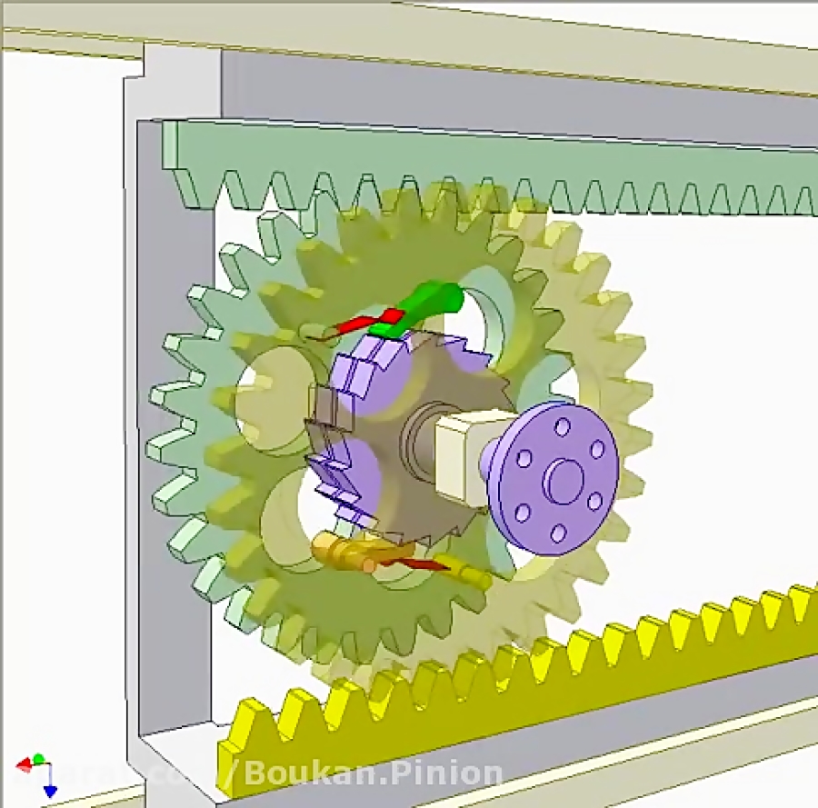 Converting two way linear motion into one way rotation 1
