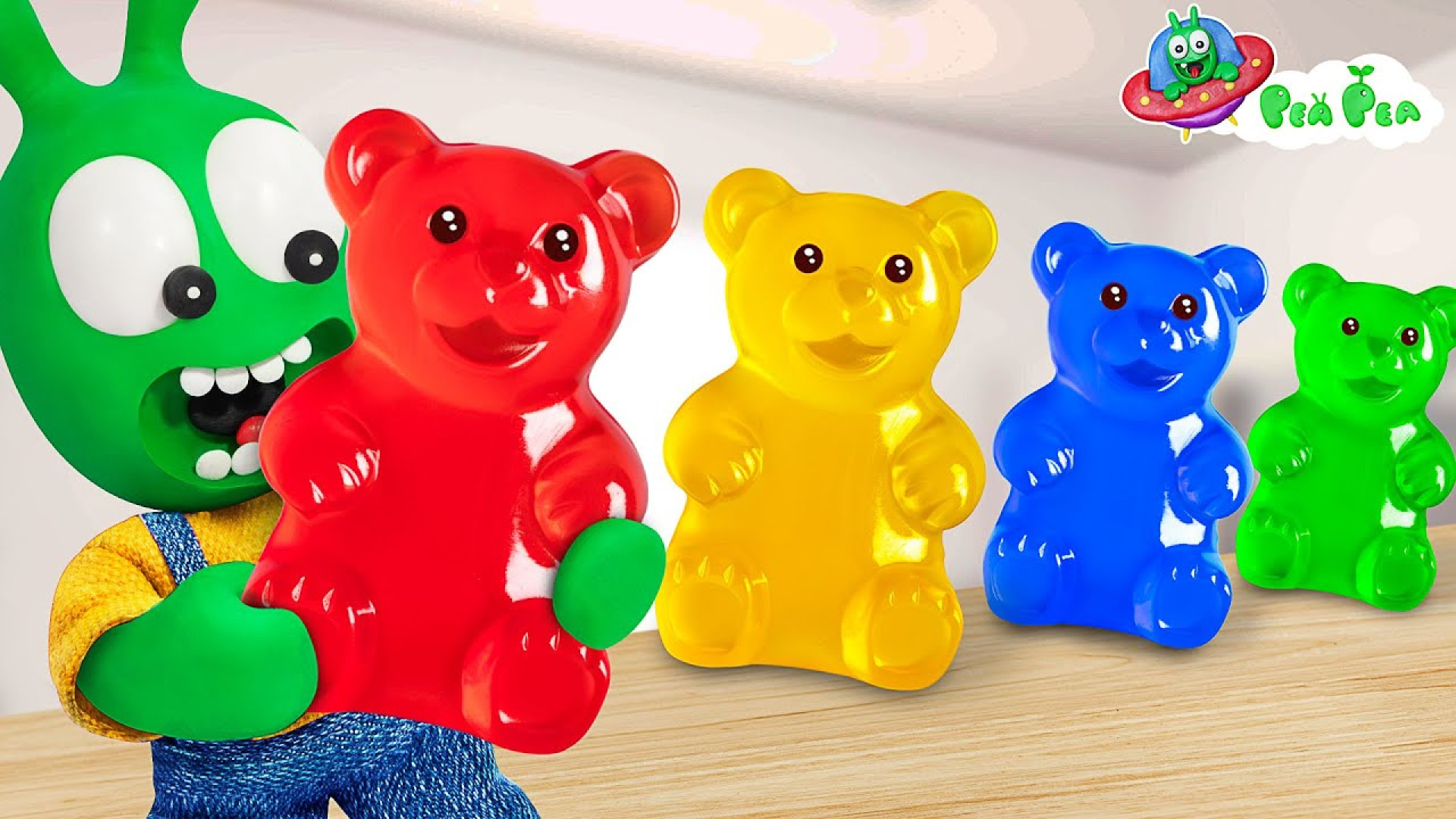 کارتون جدید - نخود نخودی از ژله خرس رنگارنگ خوشمزه لذت می برد