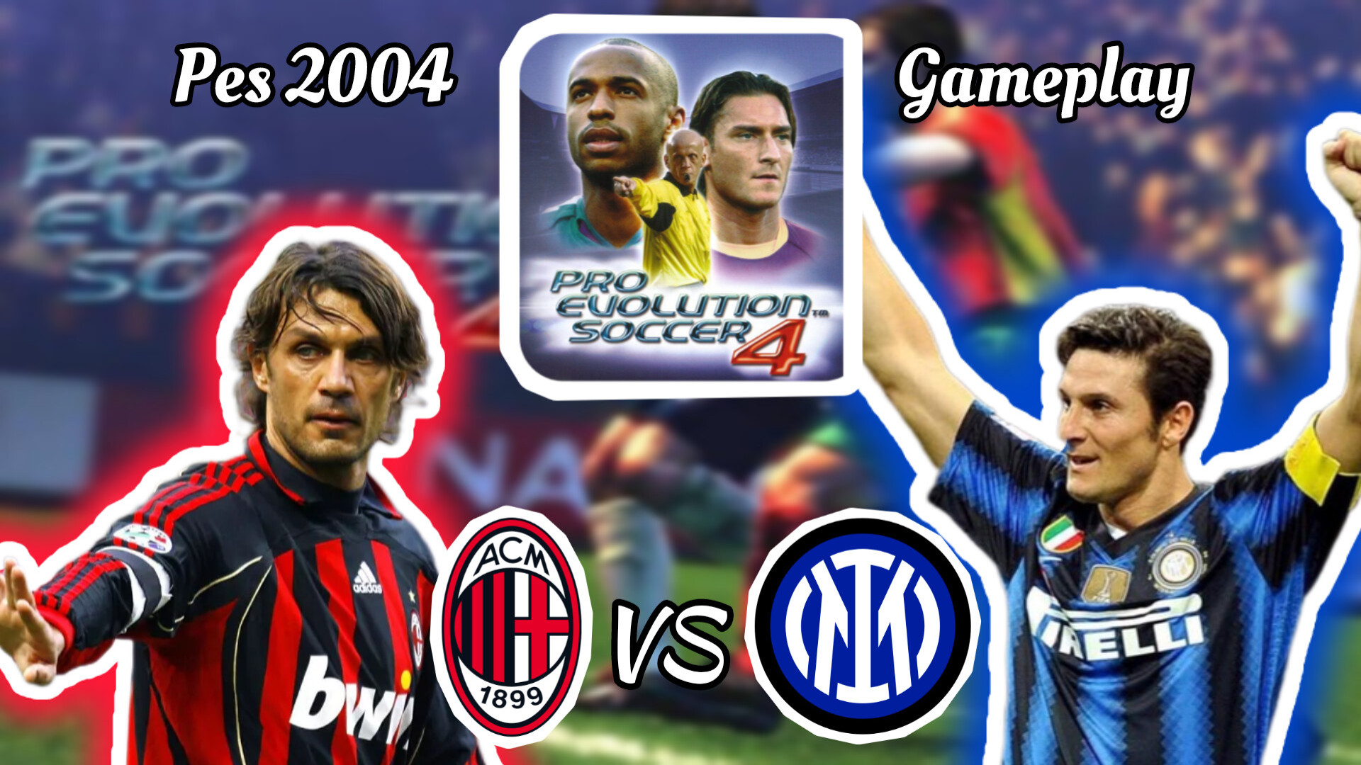 گیمپلی بازی نوستالژی pes 2004 (اینتر میلان - آث میلان) با گزارش عادل فردوسی پور